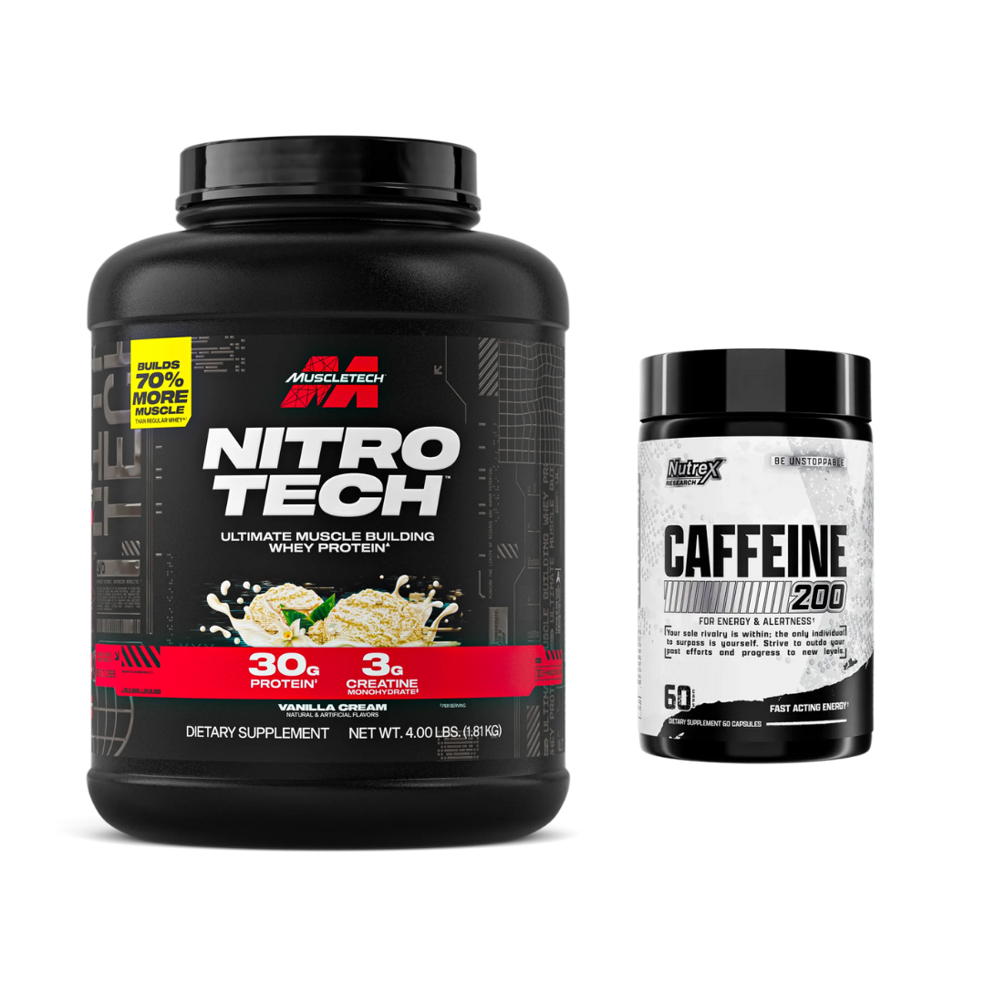 PACK PODEROSO - Proteína Muscletech Vainilla 4 lb + Nutrex Caffeine 200 ...
